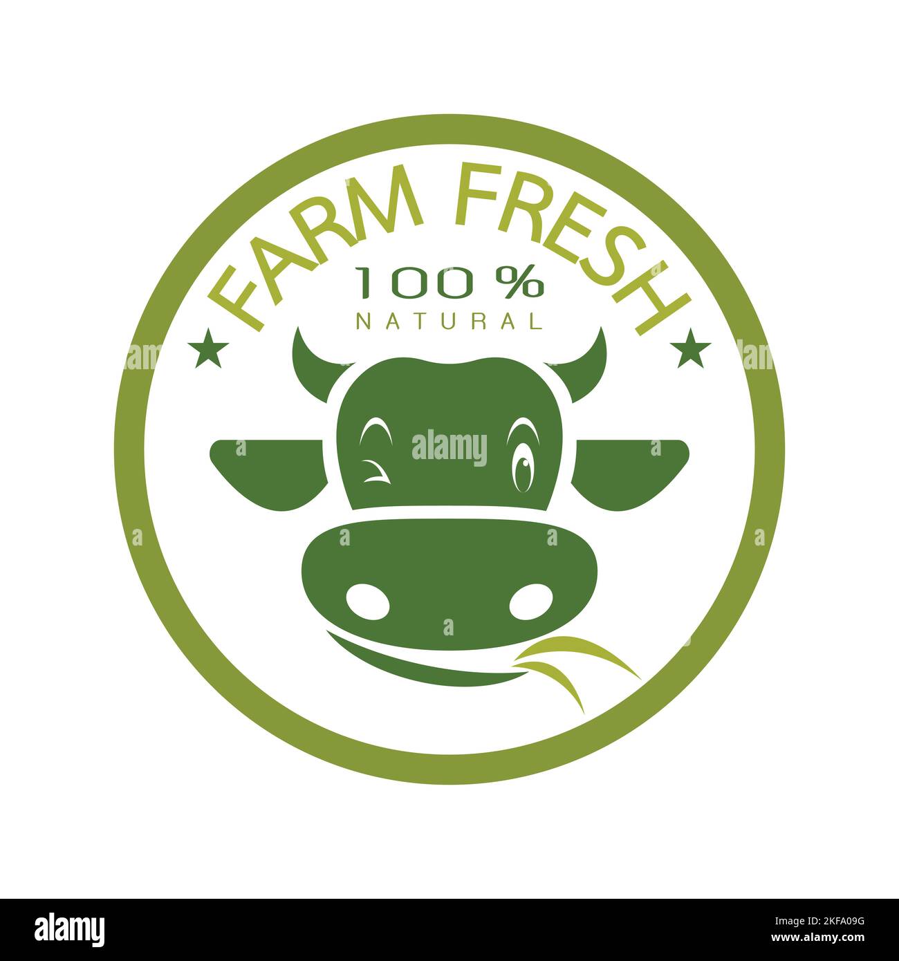 Vector of label with the head of a cow on a white background. Farm ...