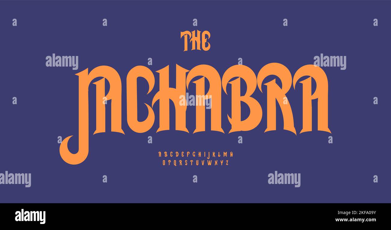 Decorative english letters with crescent swashes serifs. Artistic old ...