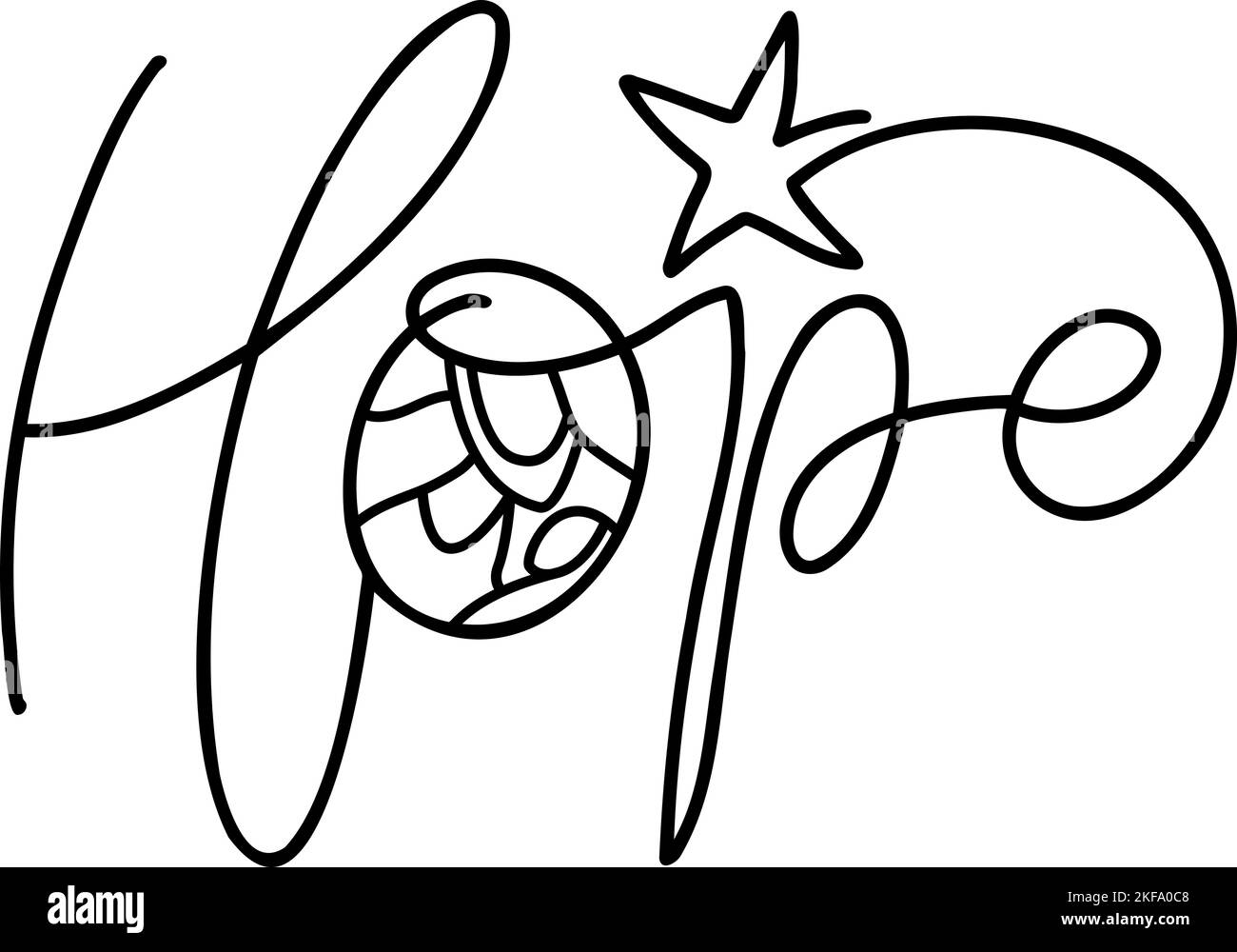 Hope monoline calligraphy text and Christmas Vector religious Nativity ...