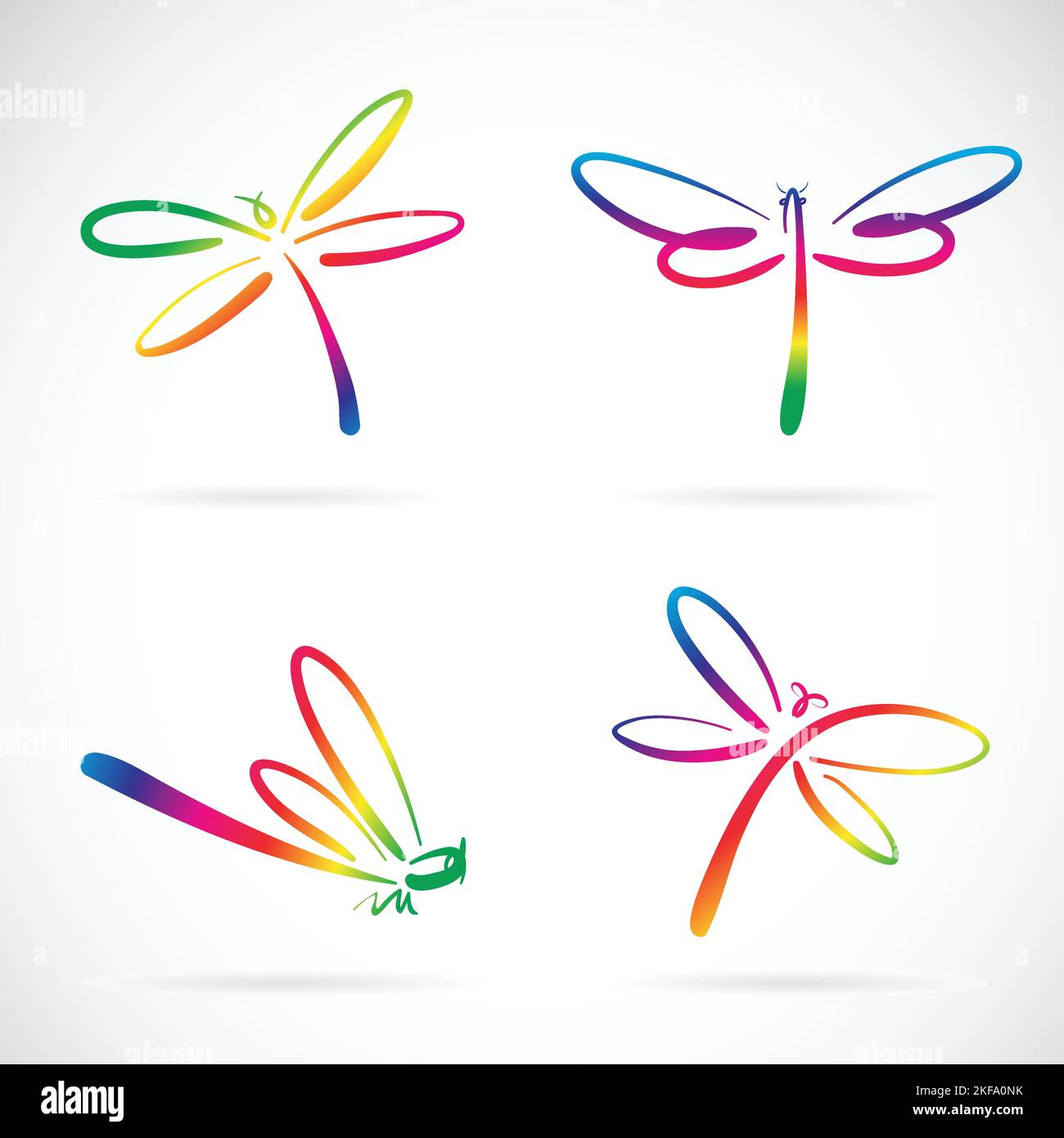Vector group of dragonfly sketch on white background. Easy editable ...
