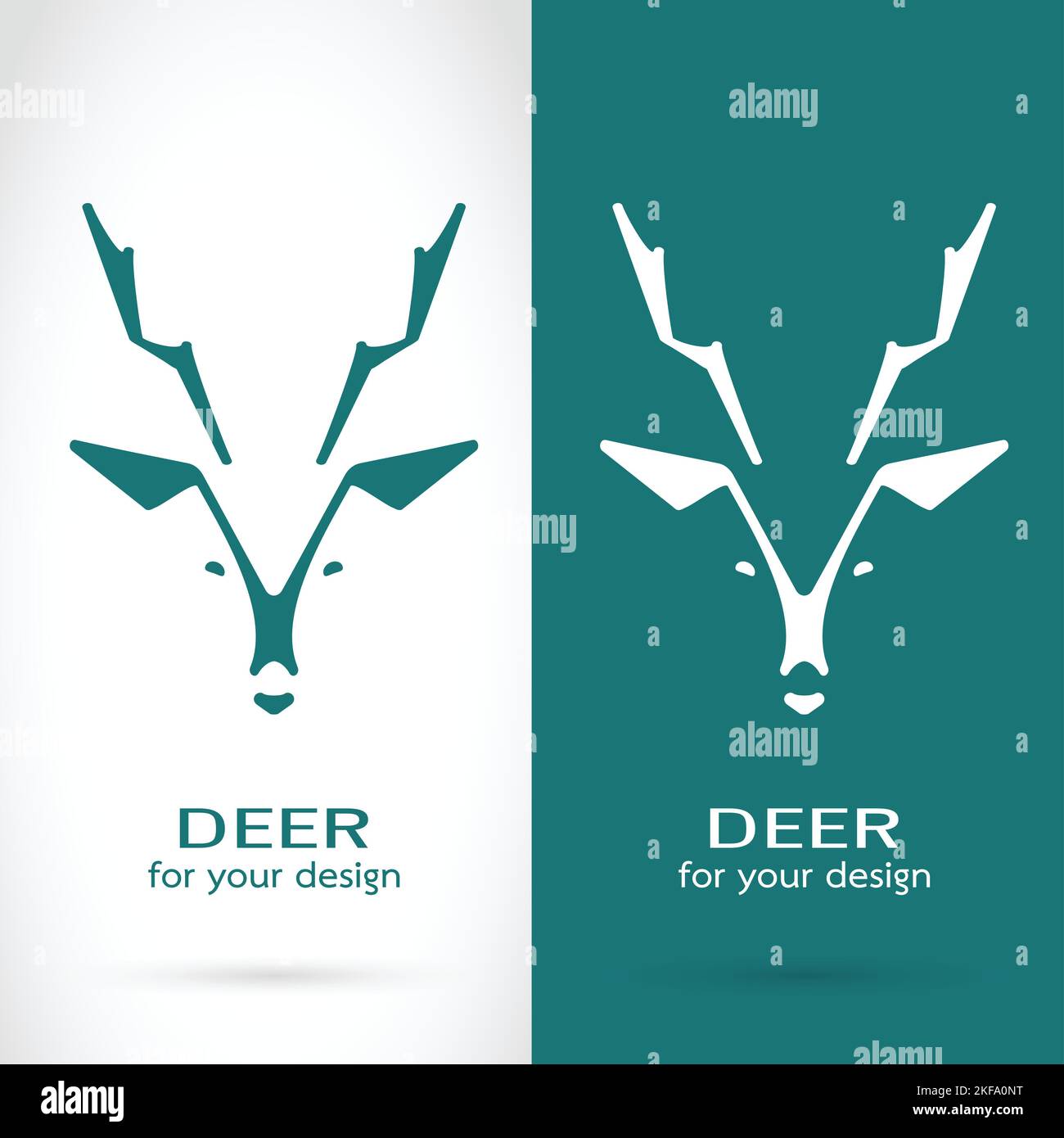Vector image of a deer head design on white background and blue ...