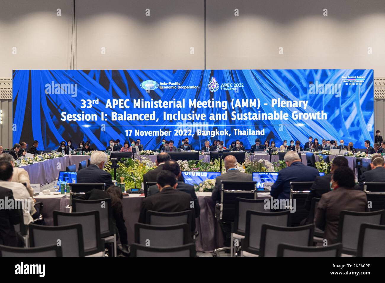 Bangkok, Thailand - 17 Nov 2022, General view of the 33rd APEC Ministerial Meeting at the Queen ...