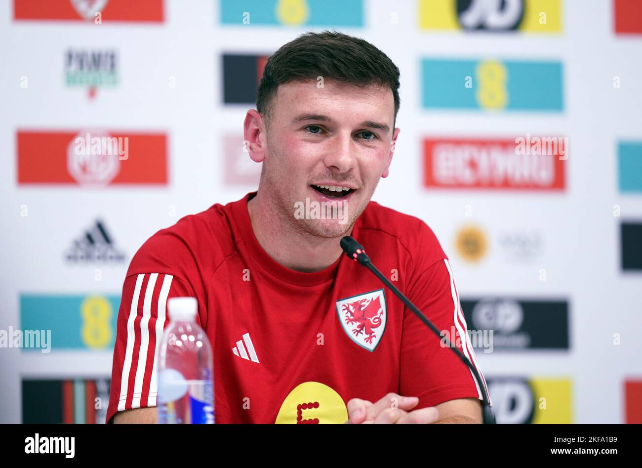Wales' Mark Harris during a press conference at the Al Sadd Sports Club ...