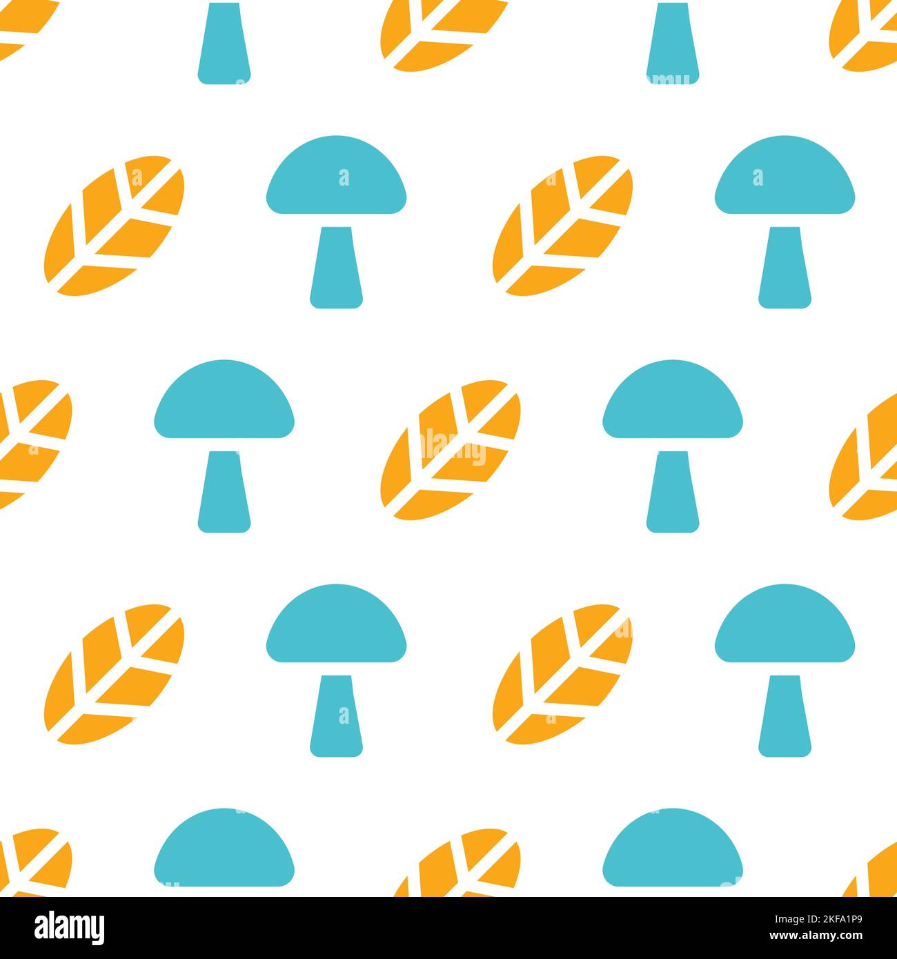 Pastel Autumn Leaves and Mushrooms repeat pattern background design ...