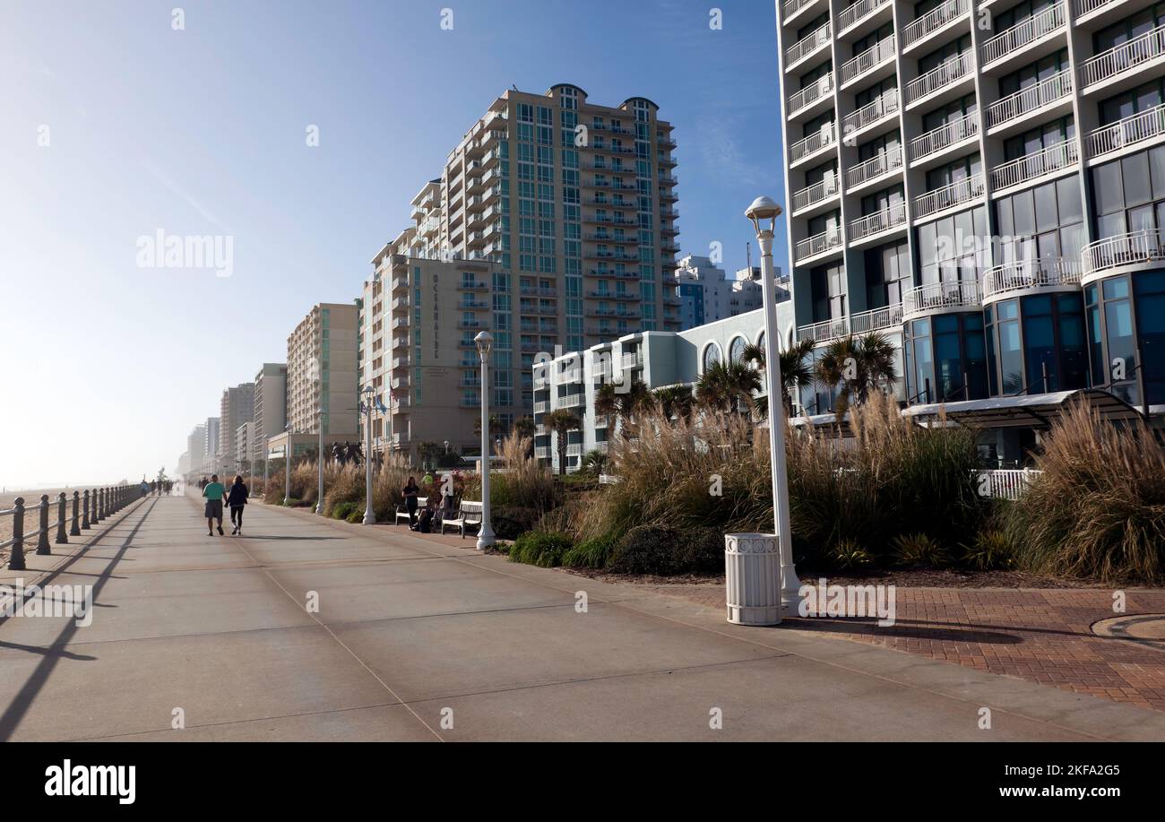 View along the boardwalk, Virginia Beach Oceanfront, from near 36th ...