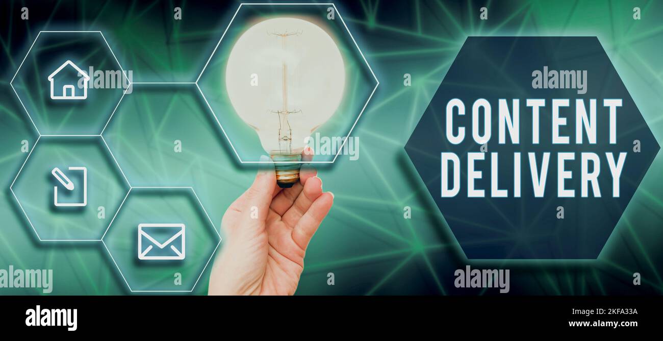 Conceptual caption Content Delivery. Business idea geographically distributed network of proxy ...