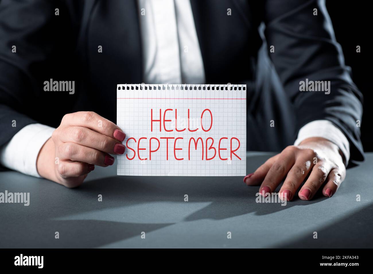 Text showing inspiration Hello September. Concept meaning greeting used ...