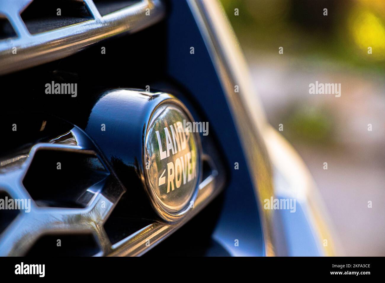 A closeup of a land rover badge Stock Photo - Alamy