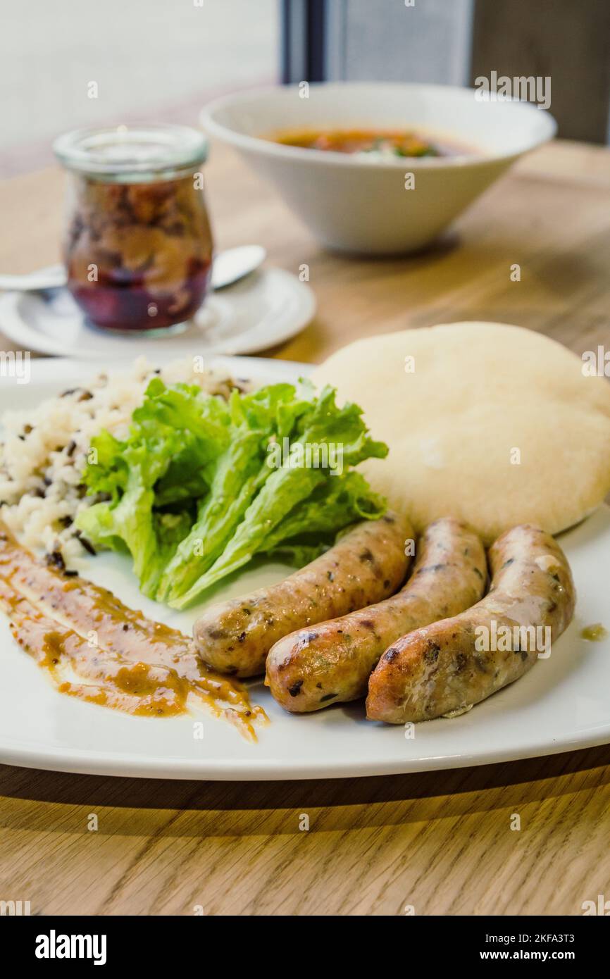 Close up restaurant dishes concept photo. Cafe brunch. Lunch menu ...