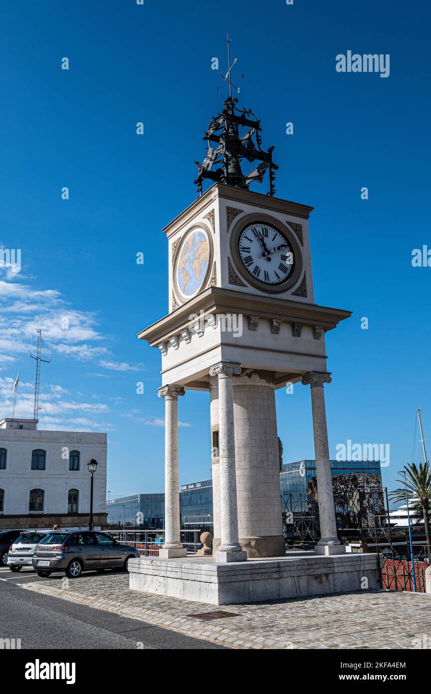 Clock Tower in the port of Tarragona Spain Stock Photo - Alamy