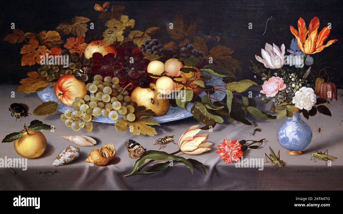 Still Life of Fruit and Flowers by Balthasar van der Ast (1593/94-1657 ...