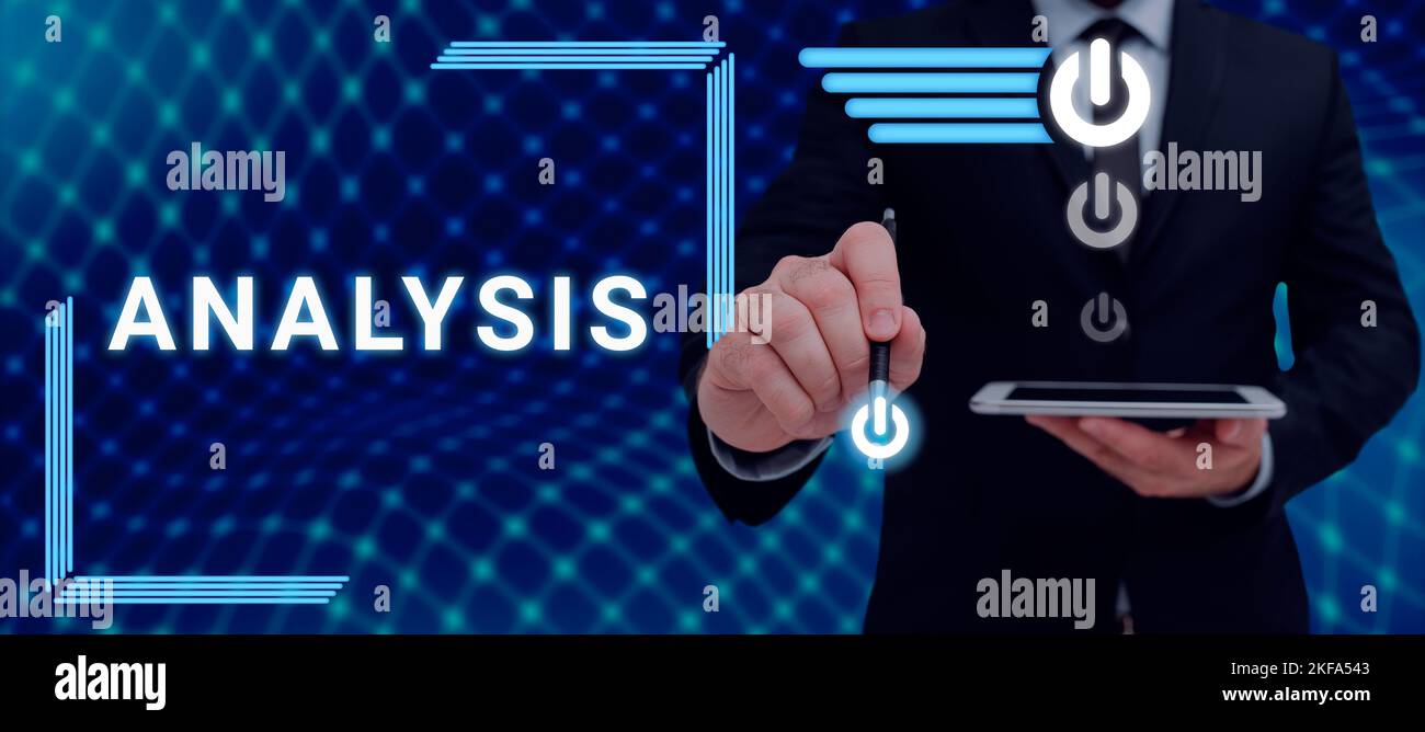Sign displaying Analysis. Word Written on process of breaking complex ...
