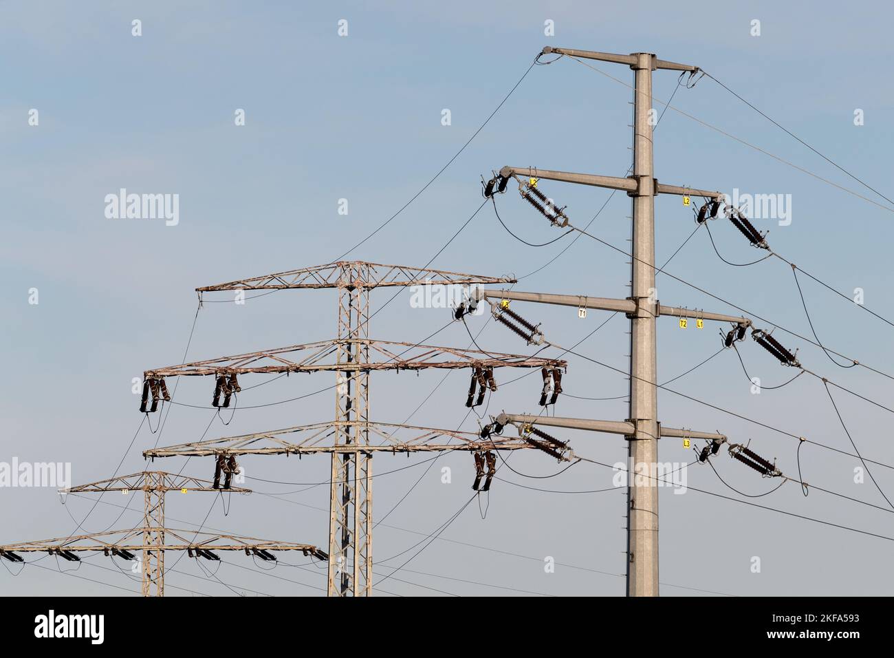 High voltage power lines in Gdansk, Poland © Wojciech Strozyk / Alamy ...