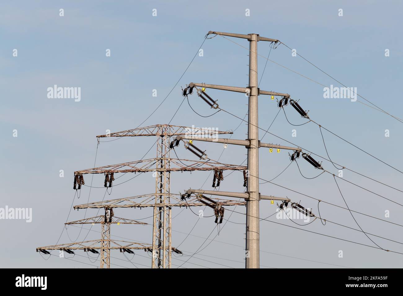 High voltage power lines in Gdansk, Poland © Wojciech Strozyk / Alamy ...