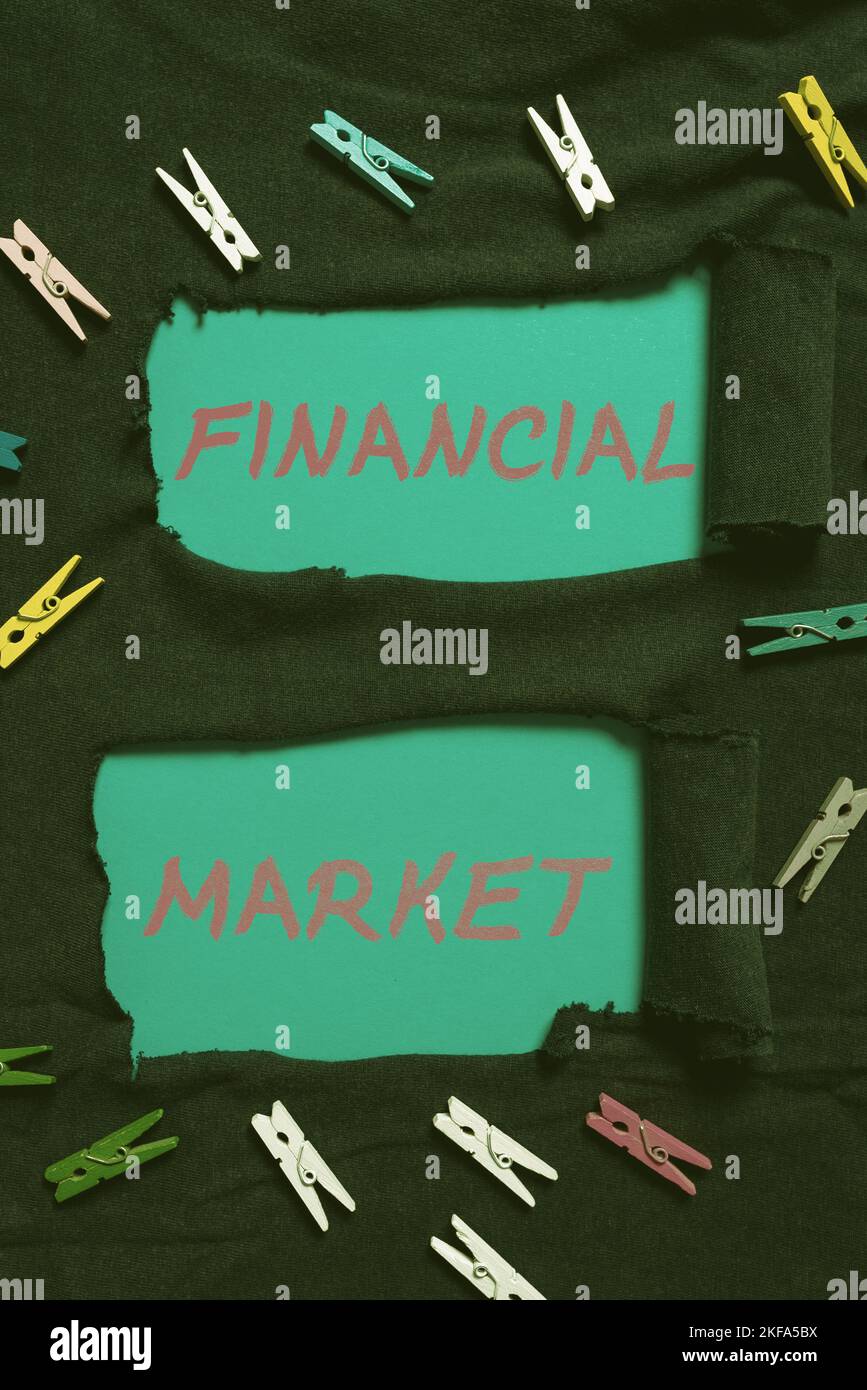 Sign displaying Financial Market. Business concept market in which ...