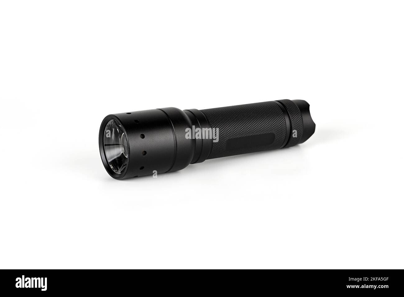 Close-up zoom flashlight isolated on white background Stock Photo - Alamy