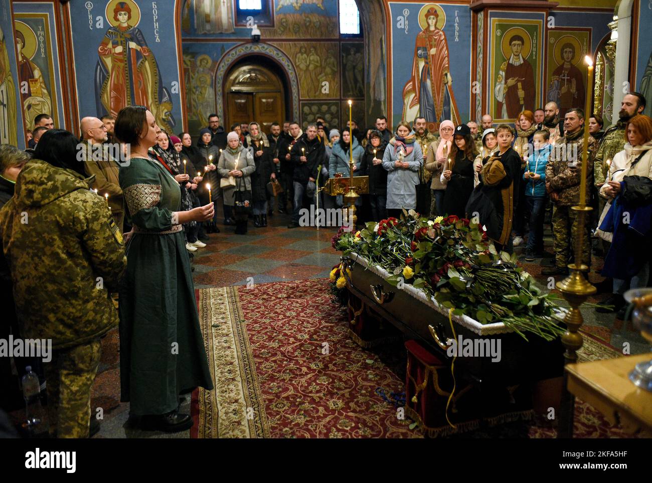 KYIV, UKRAINE - NOVEMBER 16, 2022 - Mourners pay their last respects to ...