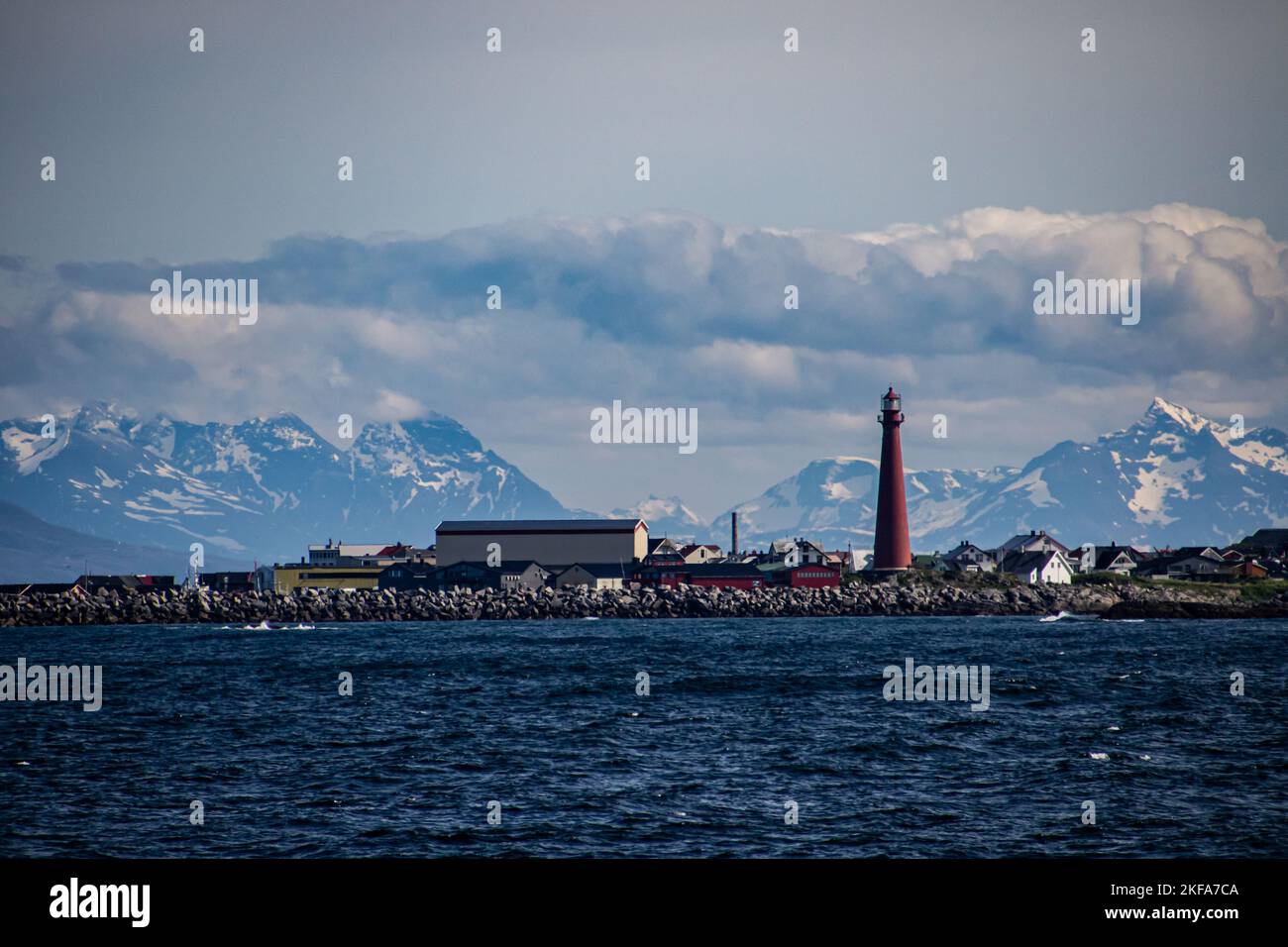 A scenic view of the Andenes Lighthouse in Nordland county, Norway ...
