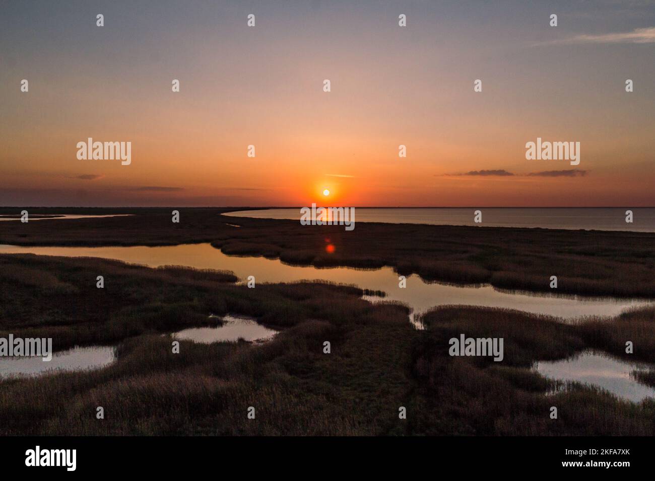 Waterside in sunset landscape photo. Summertime. Beautiful nature ...