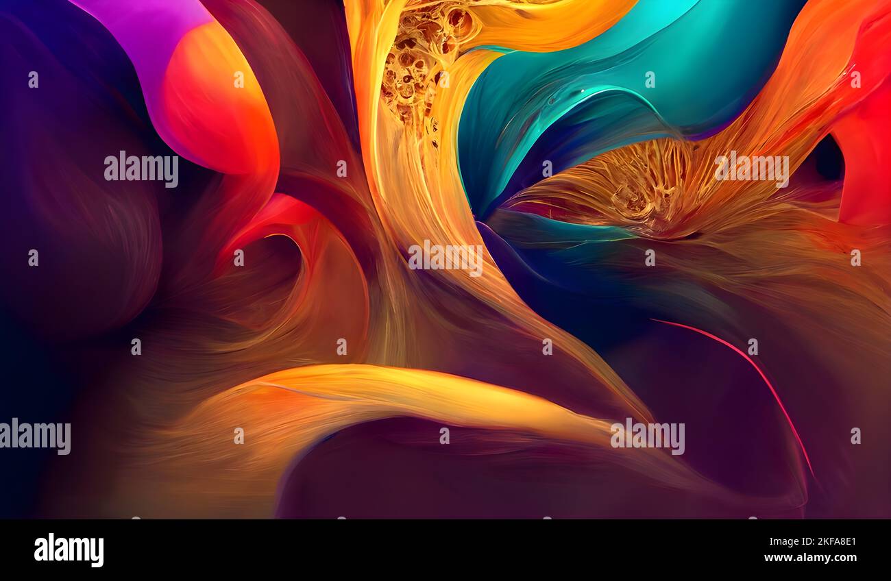 A 3d rendering colorful fractal paint abstract background with dynamic ...