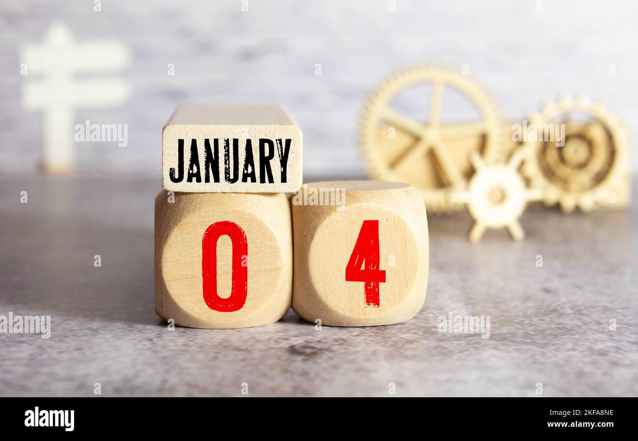 January 4, Natural notebook Calendar. concept business Stock Photo - Alamy