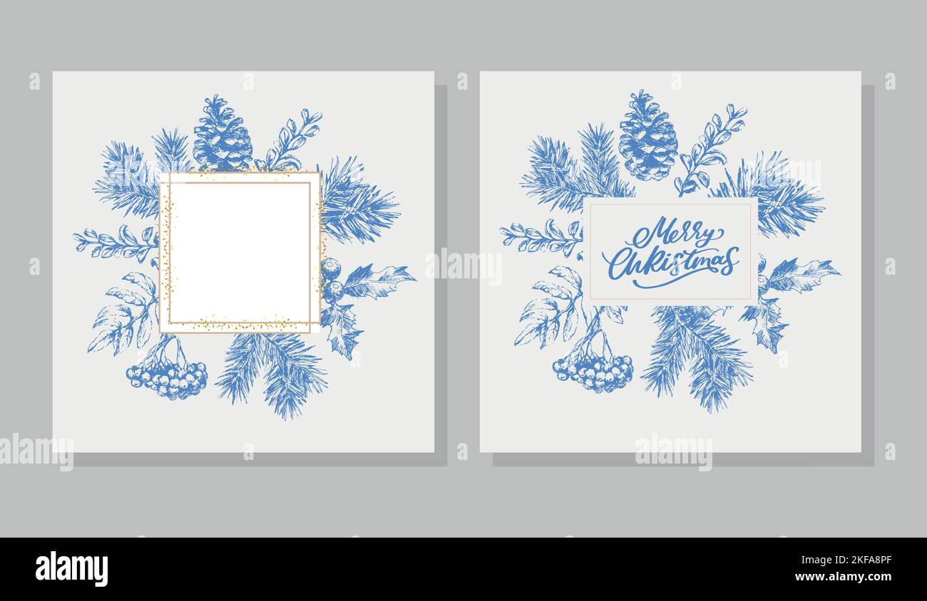 Christmas frame tree gold background. New year Festive background ...