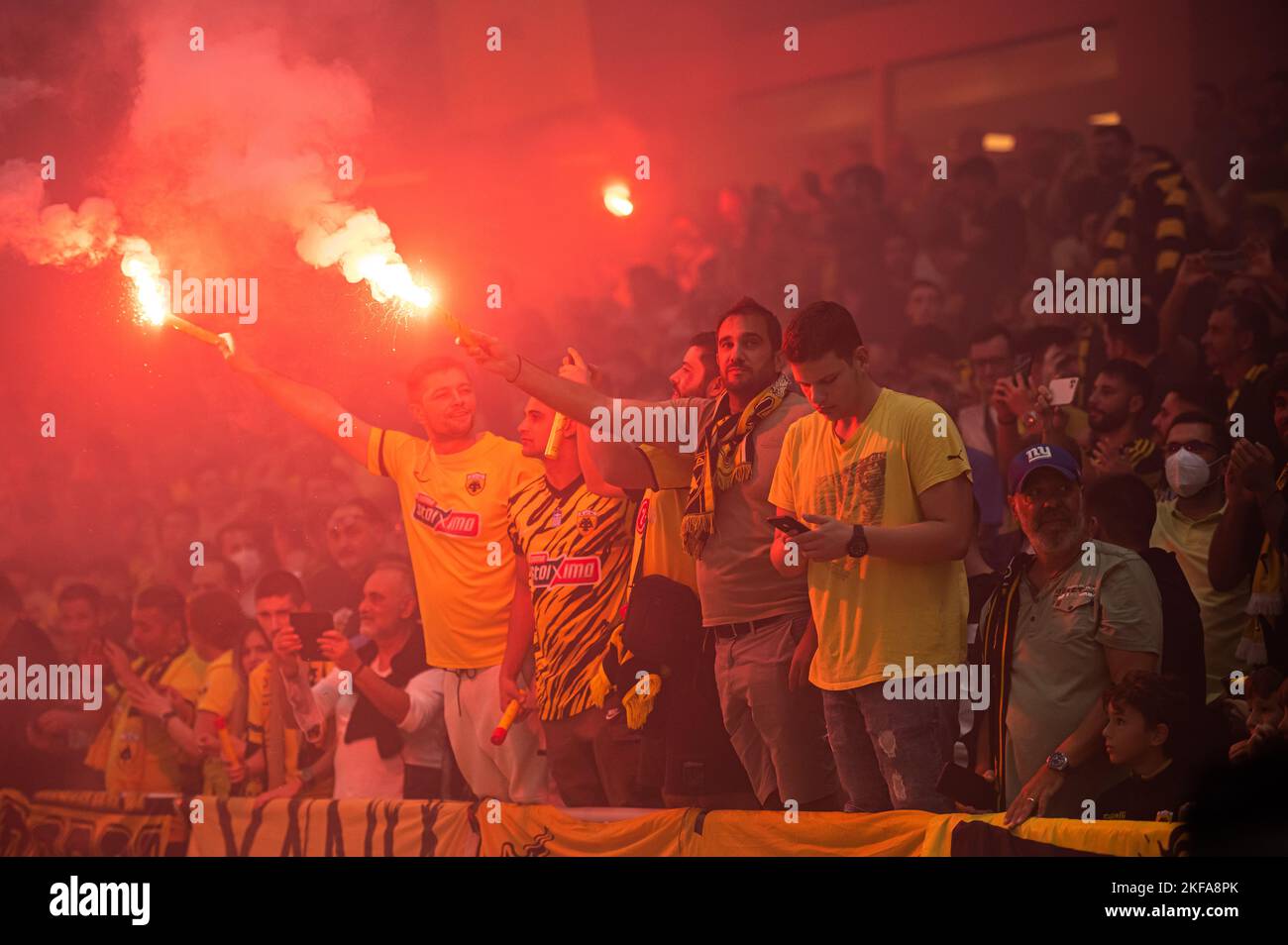AEK FC fans during the first match in new stadium OPAP Arena Stock ...