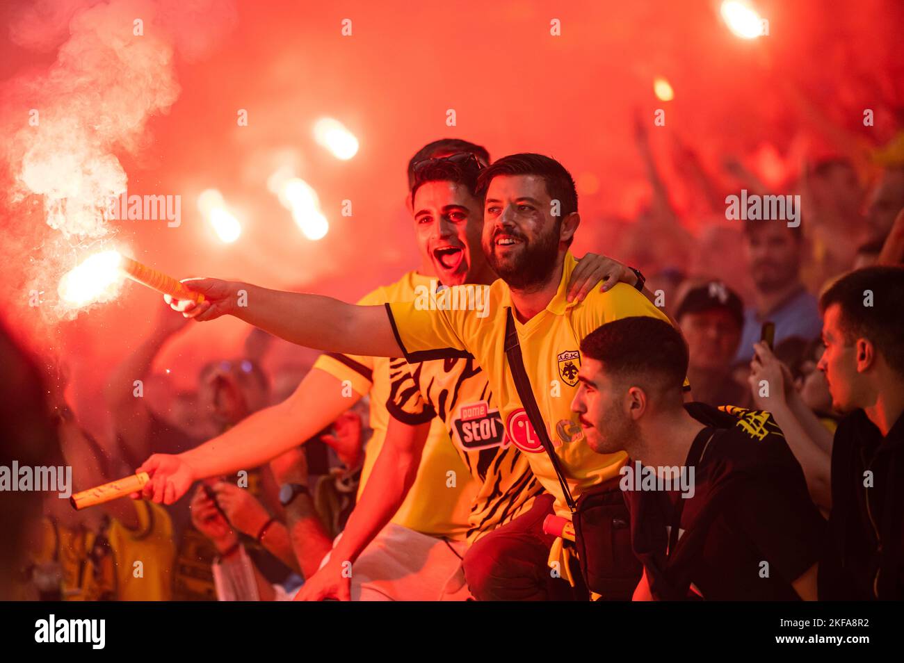 AEK FC fans during the first match in new stadium OPAP Arena Stock ...