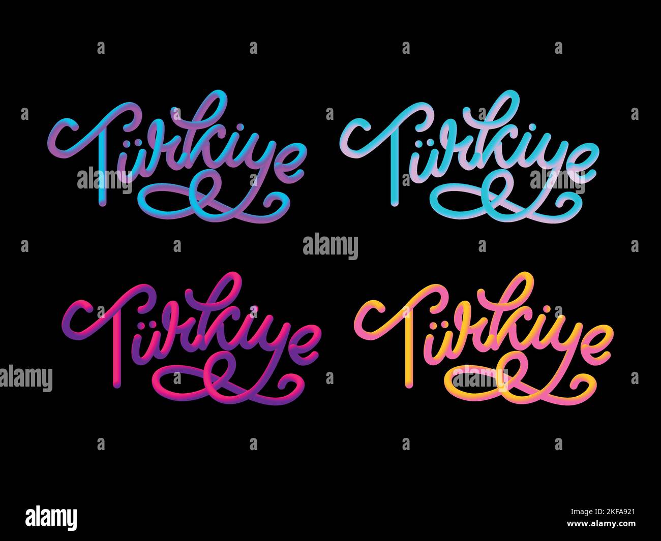 Turkey Lettering. Handwritten name of the country. Vector design ...