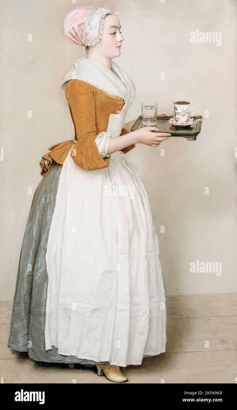 Jean-Étienne Liotard painting, The Chocolate Girl, pastel on parchment ...