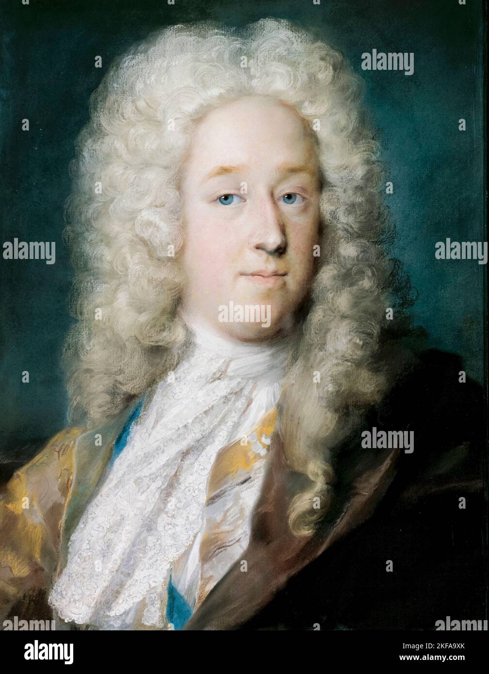 Rosalba Carriera portrait painting, A Gentleman in a Gold Patterned ...