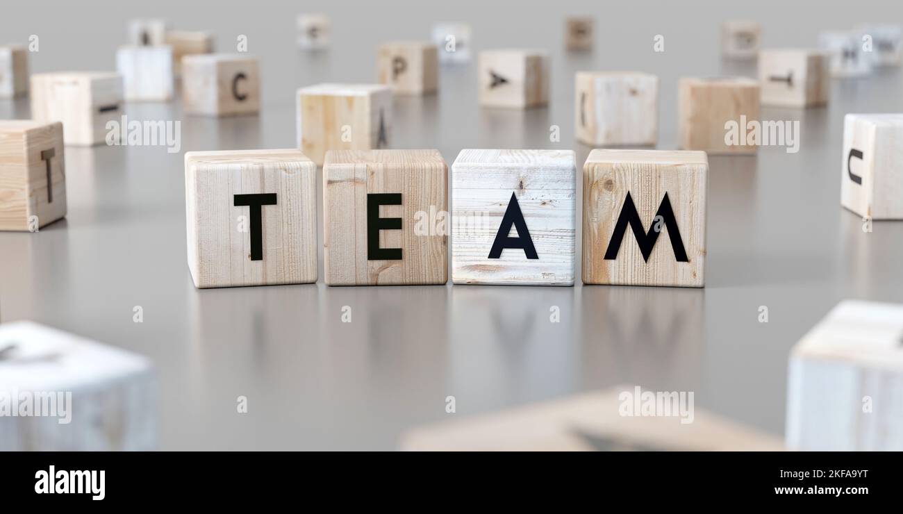 Team - word on wooden blocks - 3D illustration Stock Photo - Alamy