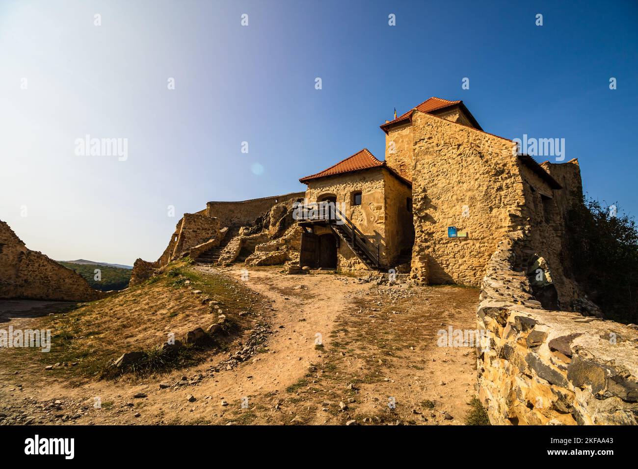 A stone building, a part of the famous Rupea fortress in Transylvania ...