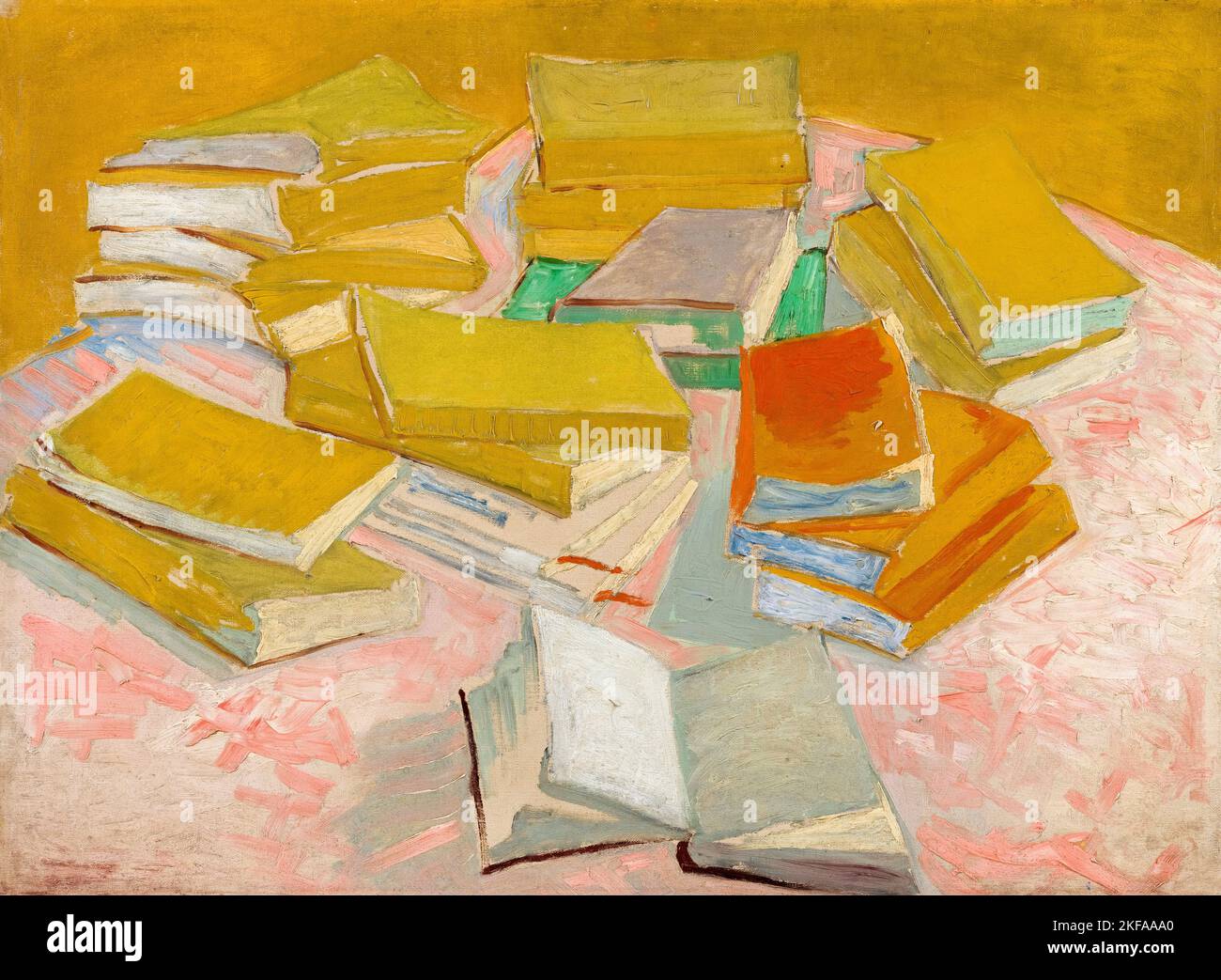 Vincent van Gogh, Piles of French Novels, still life painting in oil on ...