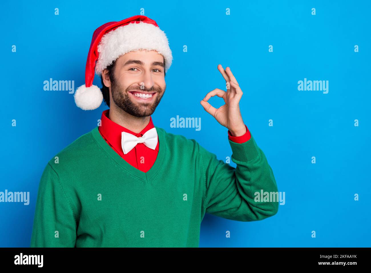 Photo of cheerful person arm fingers demonstrate okey symbol toothy ...