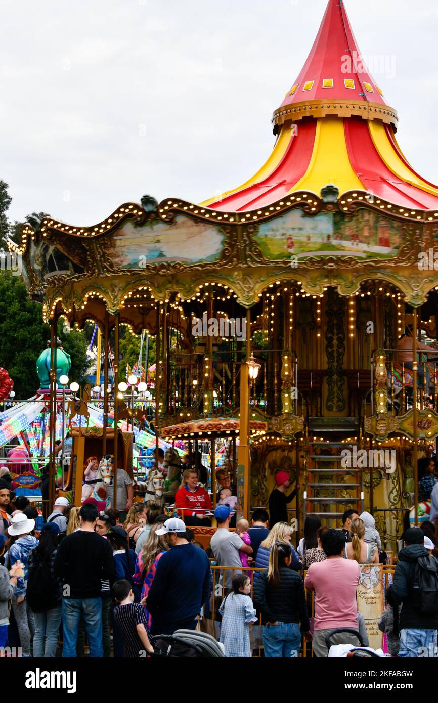 Children on Colorful Old Vintage Merry Go Round Carousel The Royal ...