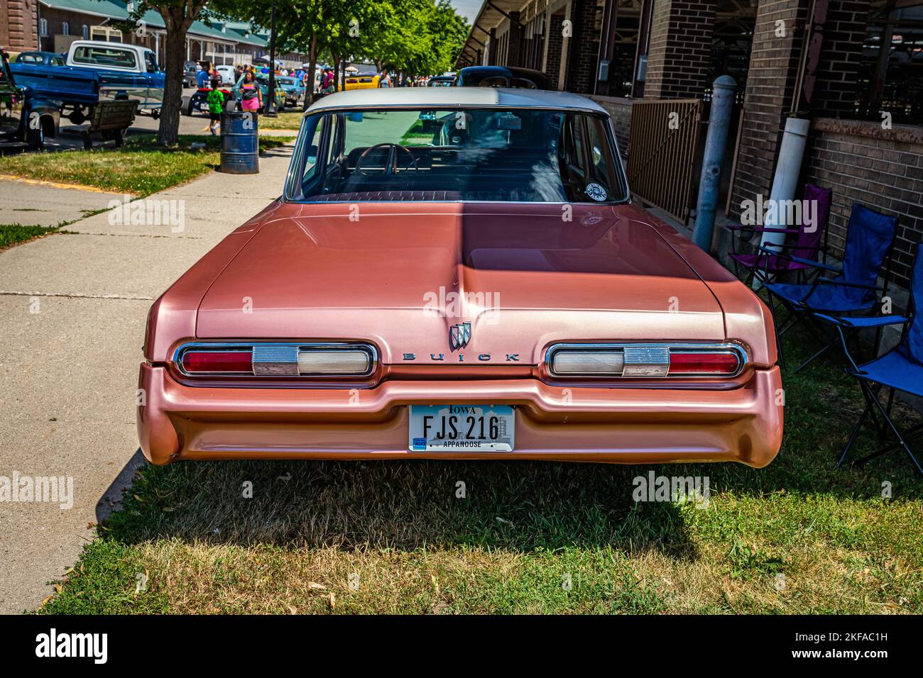Des Moines, IA - July 02, 2022: High perspective rear view of a 1962 ...