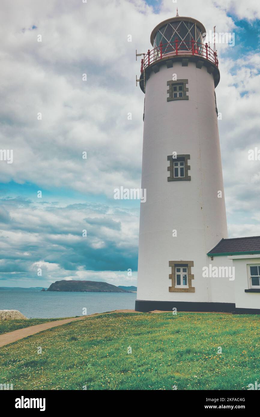 Fanad Head Lighthouse on the wild Atlantic coast of western Ireland ...