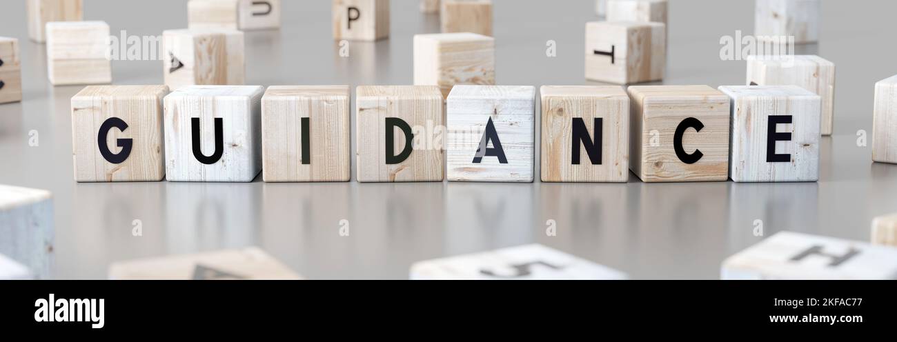 Guidance - word on wooden blocks - 3D illustration Stock Photo - Alamy