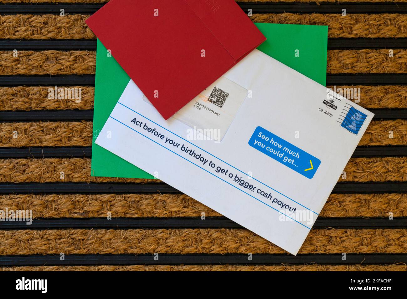 Post mail on doormat - post from Sunlife for over 50s life cover plan ...