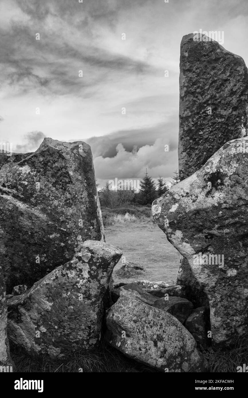 View through entrance of Giants' Graves neolithic chambered tomb, Isle ...