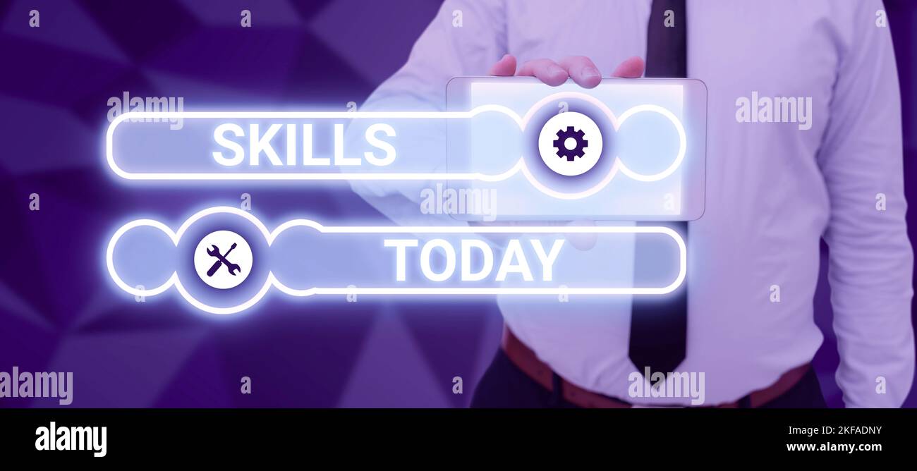 Conceptual caption Skills. Internet Concept ability to carry task with driven result within ...