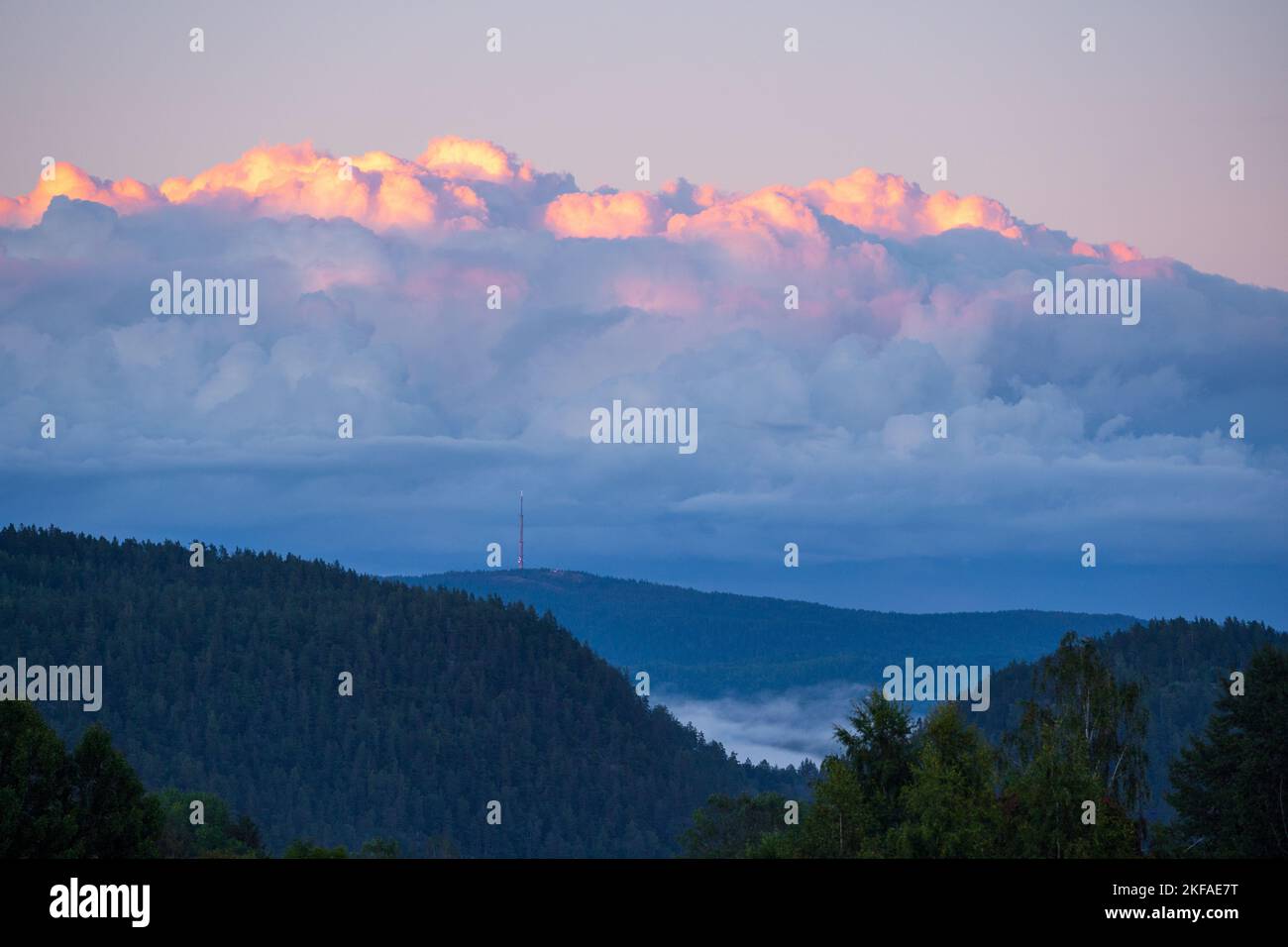 A beautiful shot of mesmerizing cloudy sky over forested fields Stock ...