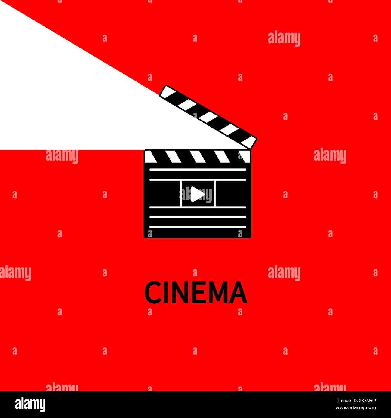 Clapperboard on a red background. Movie poster. Flat vector ...