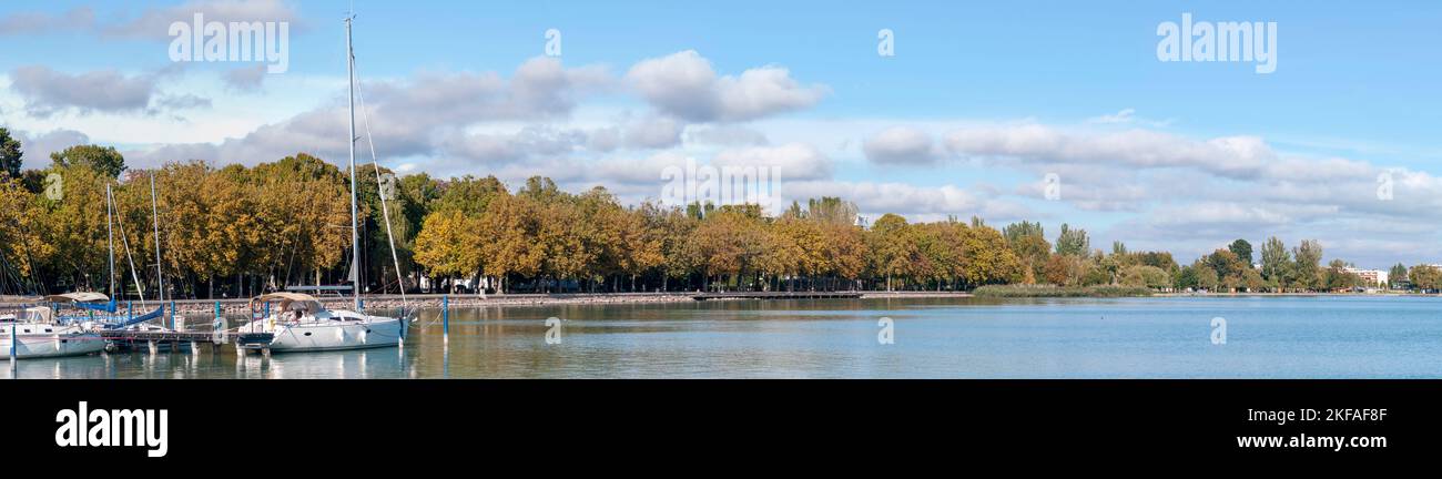 Balatonfured Yacht Club Panorama, Lake Balaton, Hungary Stock Photo - Alamy
