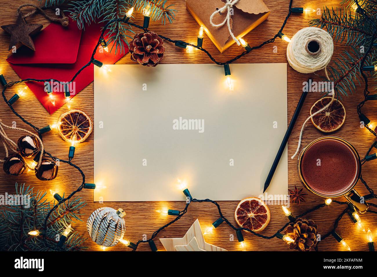 Blank paper Christmas letter to or from Santa surrounded by Christmas ...