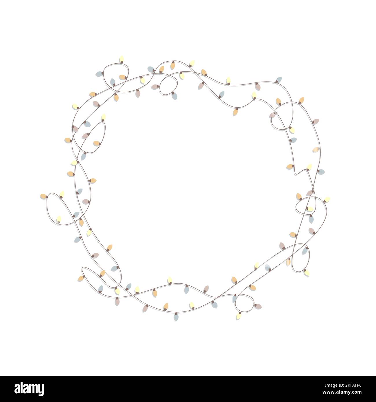 Vector cartoon round frame of tangled wire with colorful Christmas ...