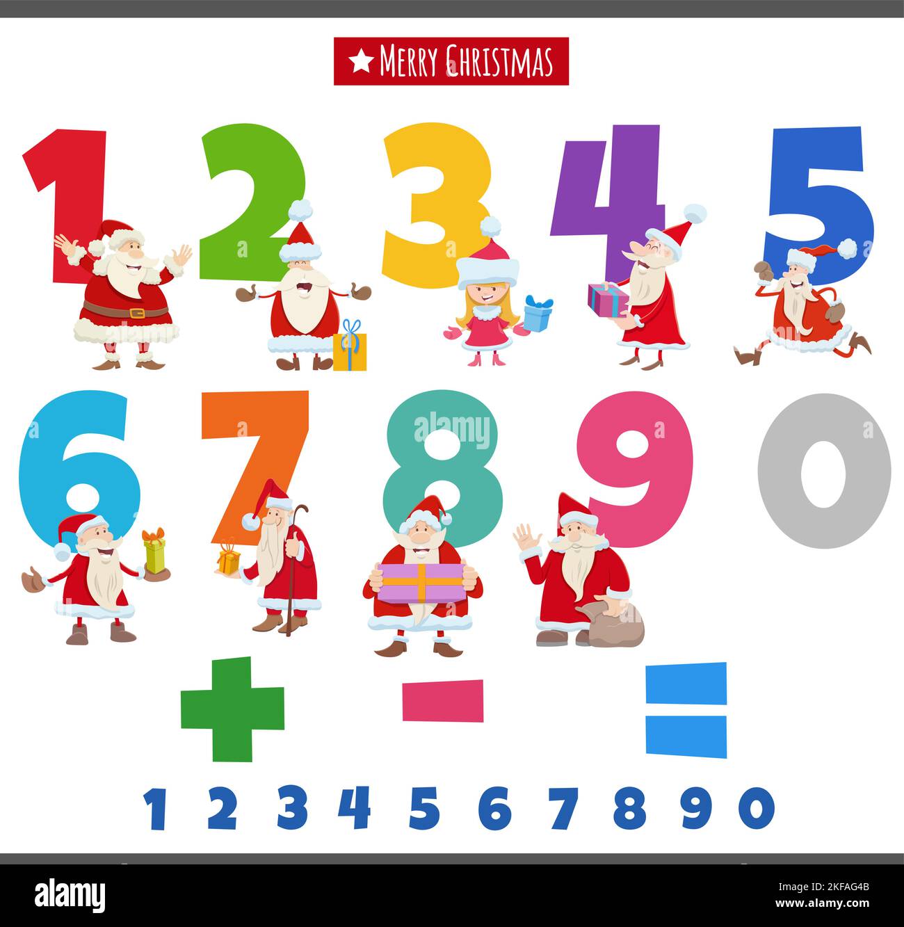 Cartoon illustration of educational numbers set from one to nine with ...