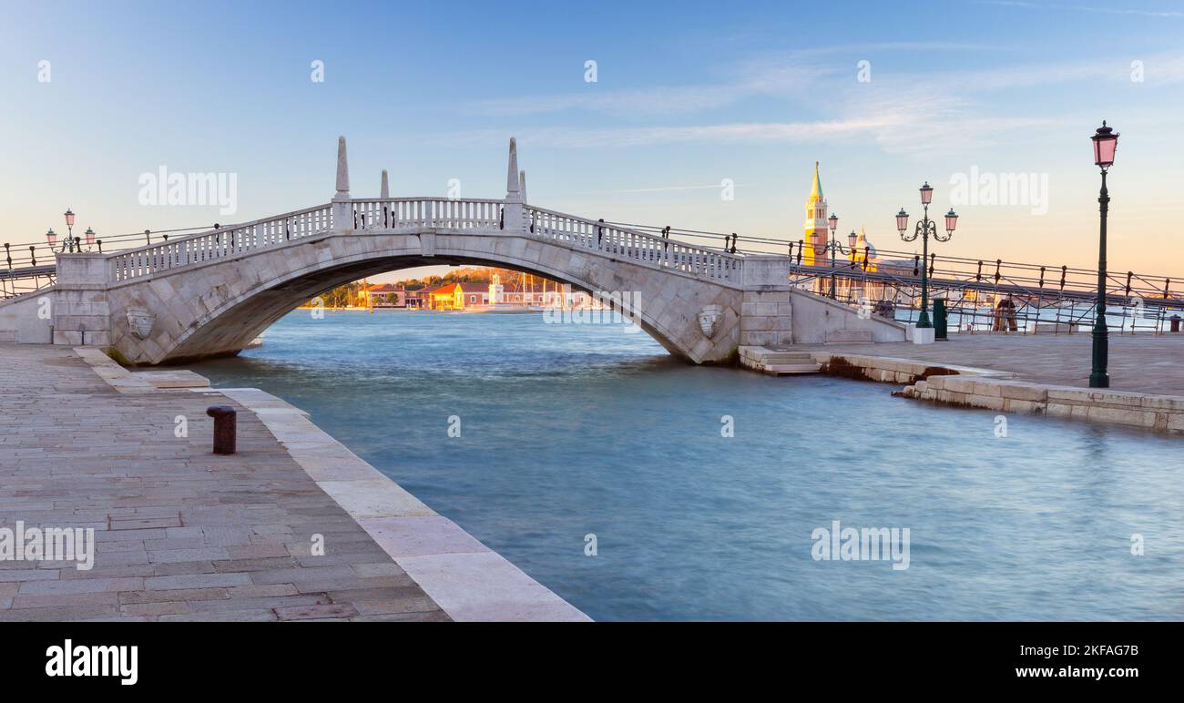 Venetian lagoon and San Giorgio Maggiore island at sunrise. Venice ...