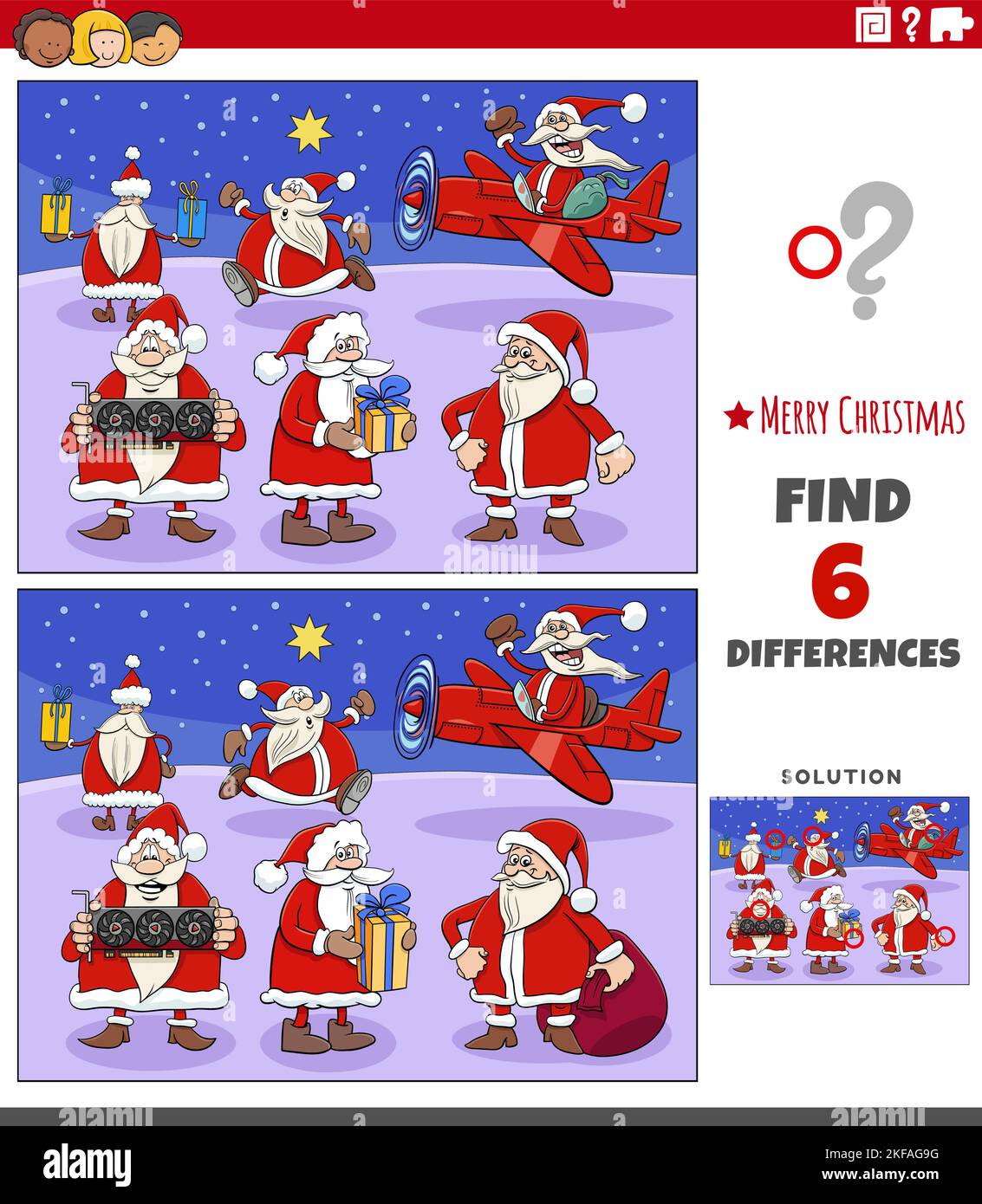 Cartoon illustration of finding differences between pictures ...